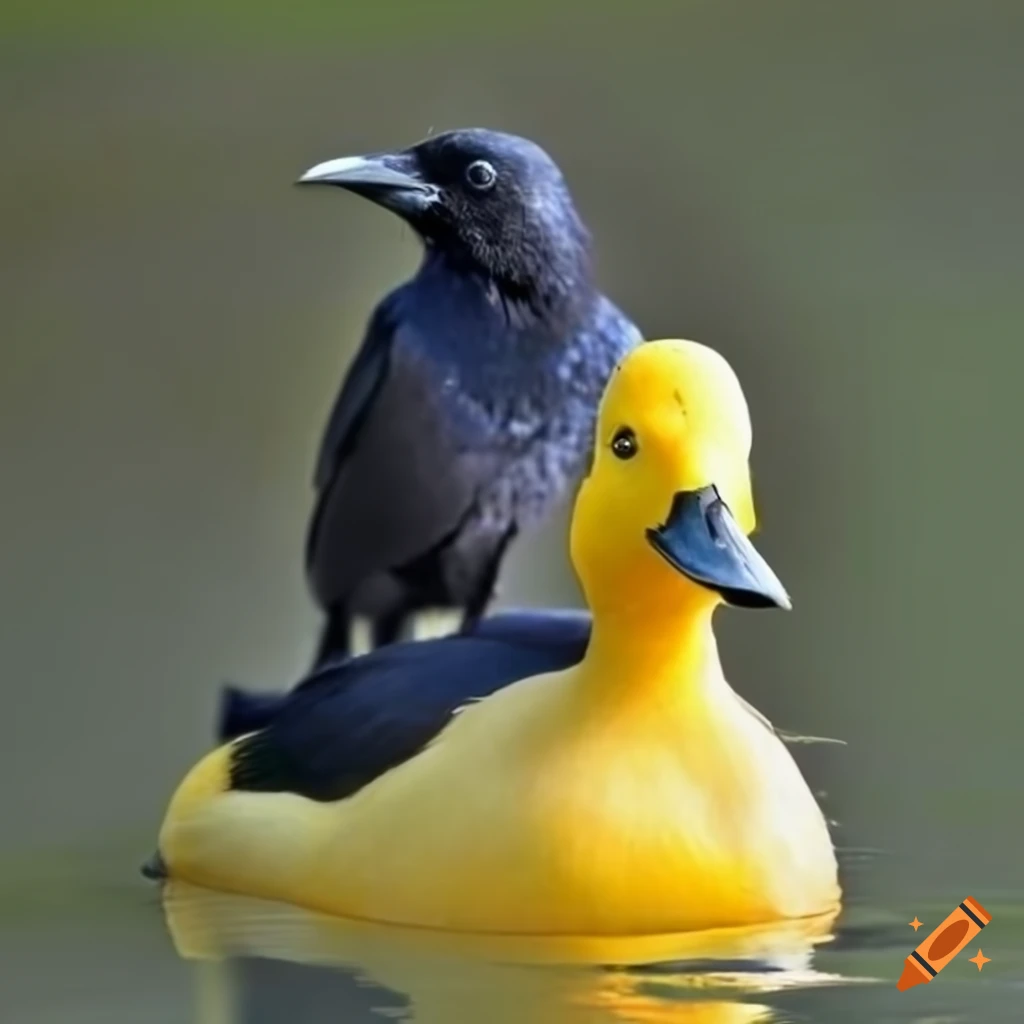 Black crow and yellow duck on Craiyon