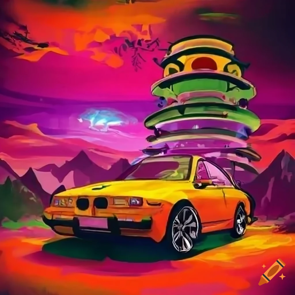 Utopian scene with self-sufficiency, Hellcats, BMW M3, mansion, and ...