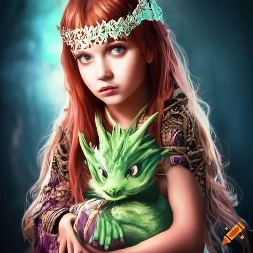 Girl holding a dragon on Craiyon