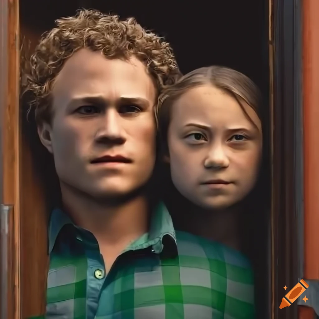 Two people in photorealistic style and casual attire standing together ...