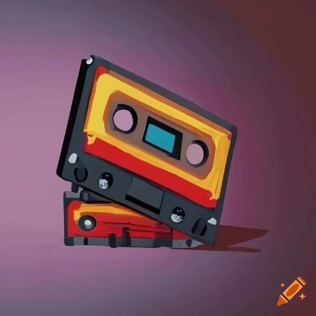 Retro cassette tape for 8-bit computers in a game room on Craiyon