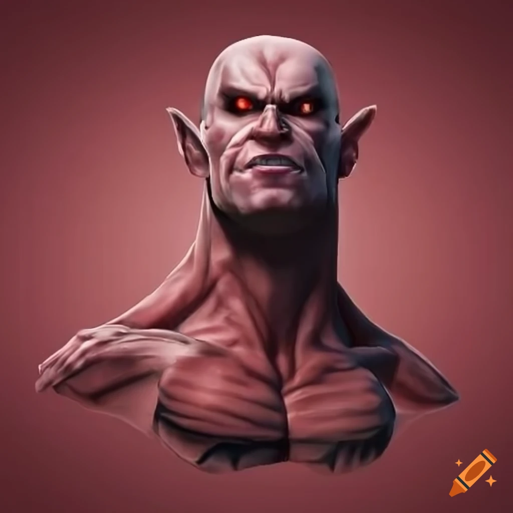 Muscular vampire in a realistic isometric view on Craiyon