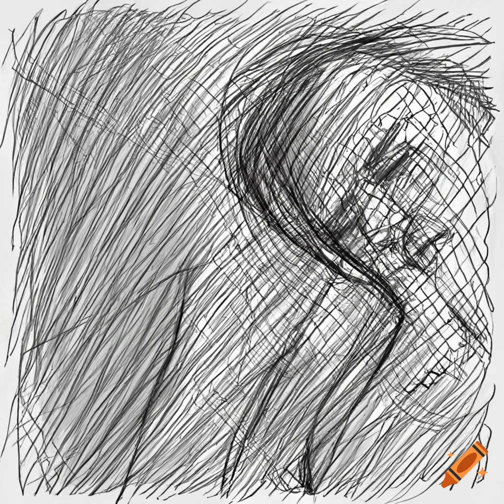 Sketch drawing depicting depression fatigue on white background on Craiyon