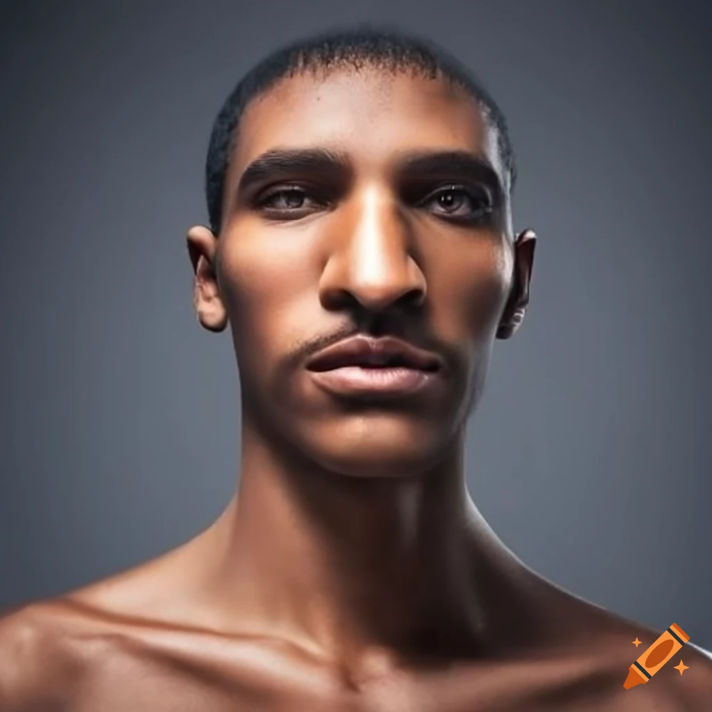 Portrait of a humanoid man with long nose, wavy black hair, and arabic ...