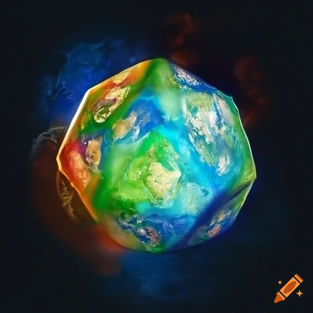 Earth-themed d20 dice on Craiyon