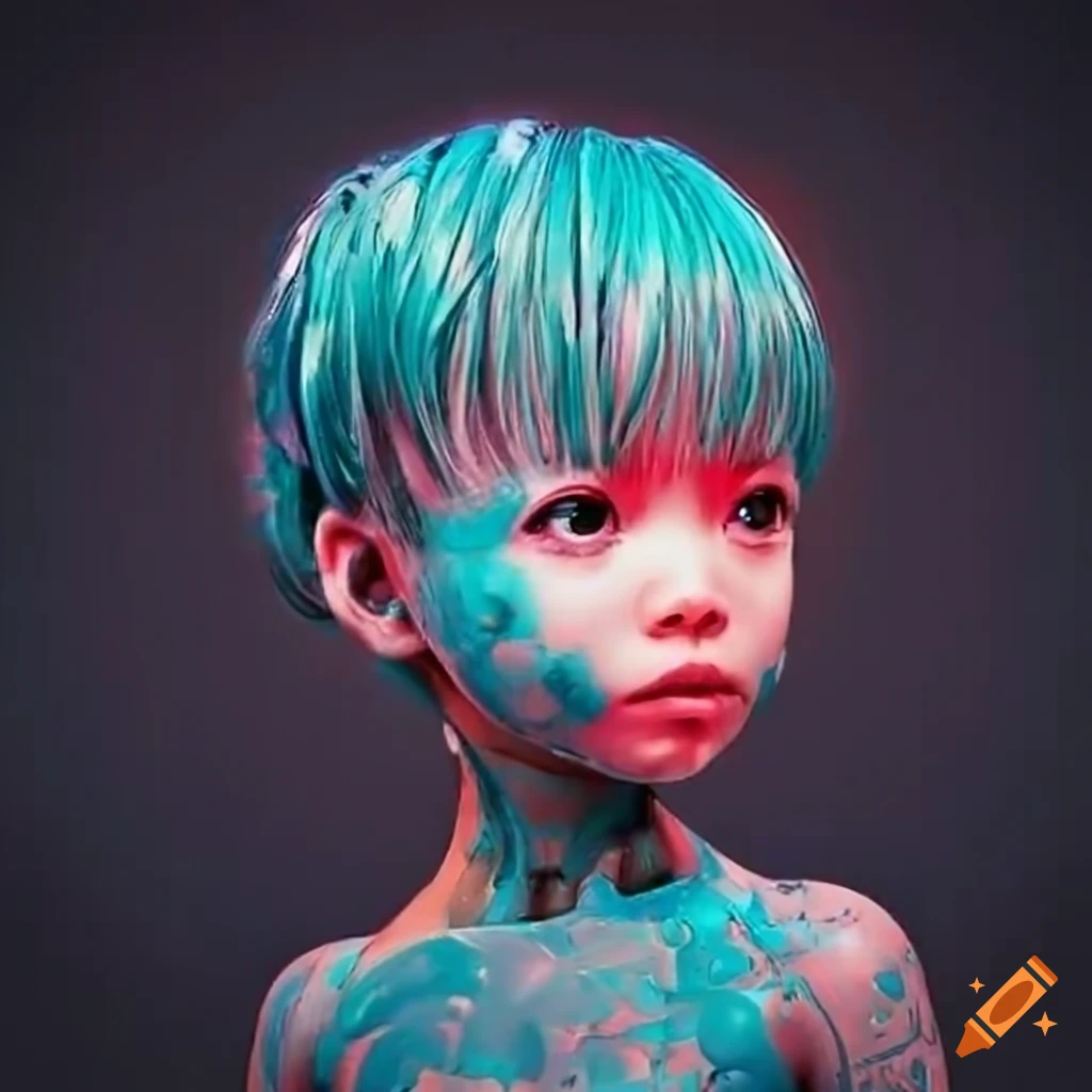 Japanese child with cyborg enhancements on Craiyon