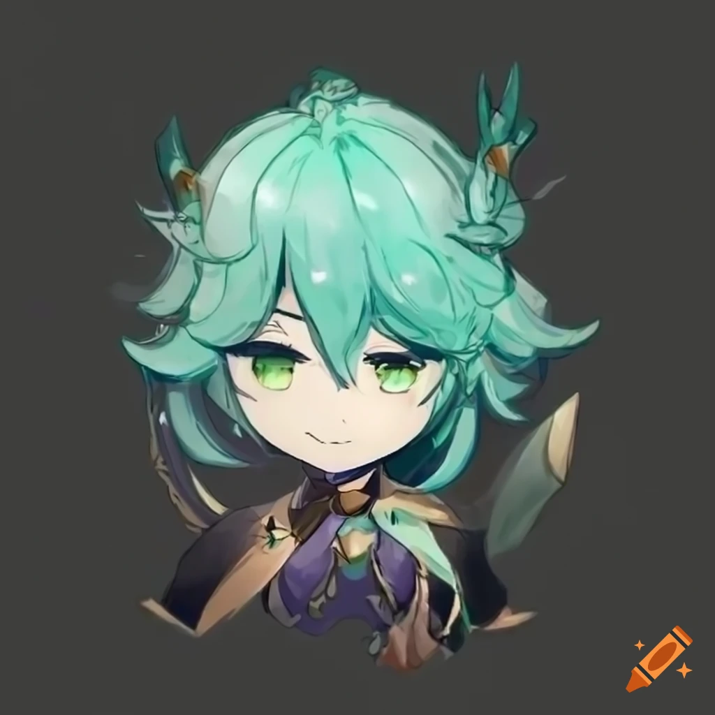 Genshin impact chibi baizhu character artwork on Craiyon