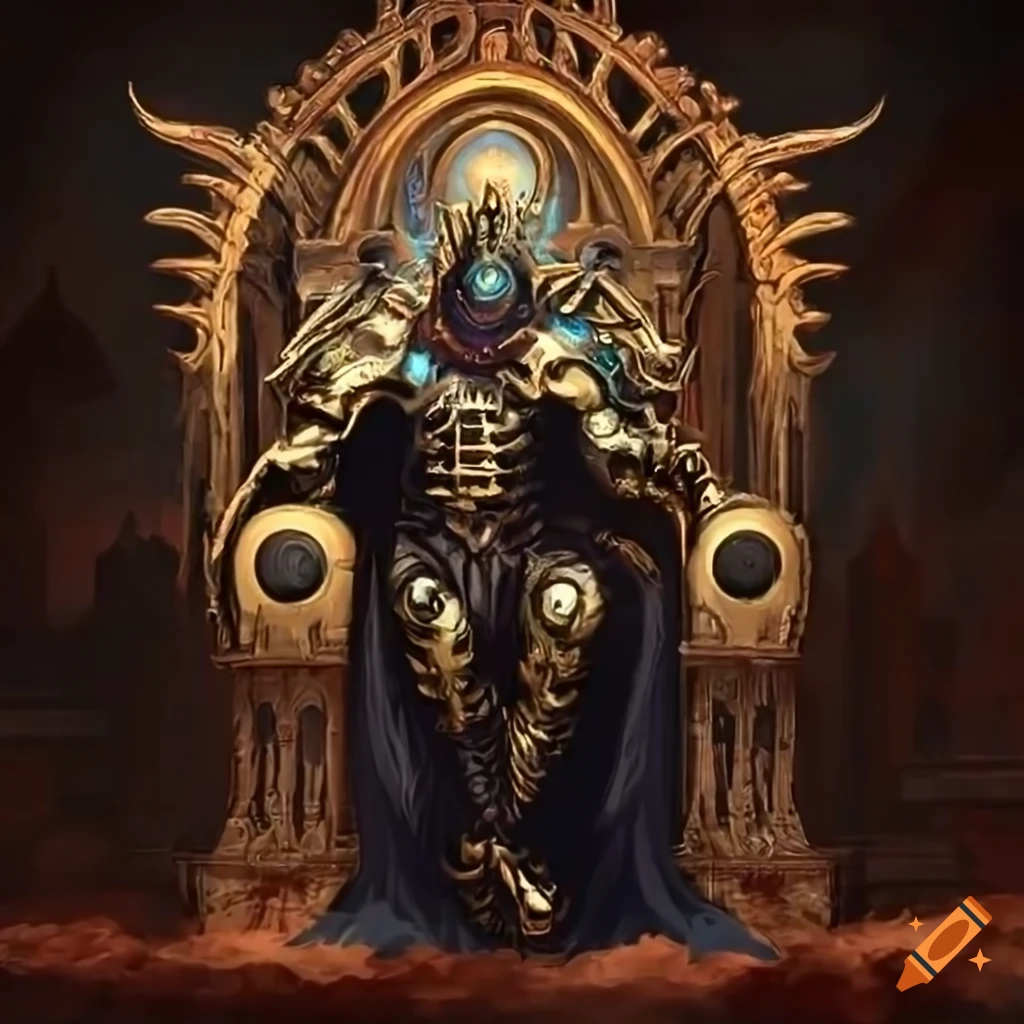 Robot lich sitting on a throne on Craiyon