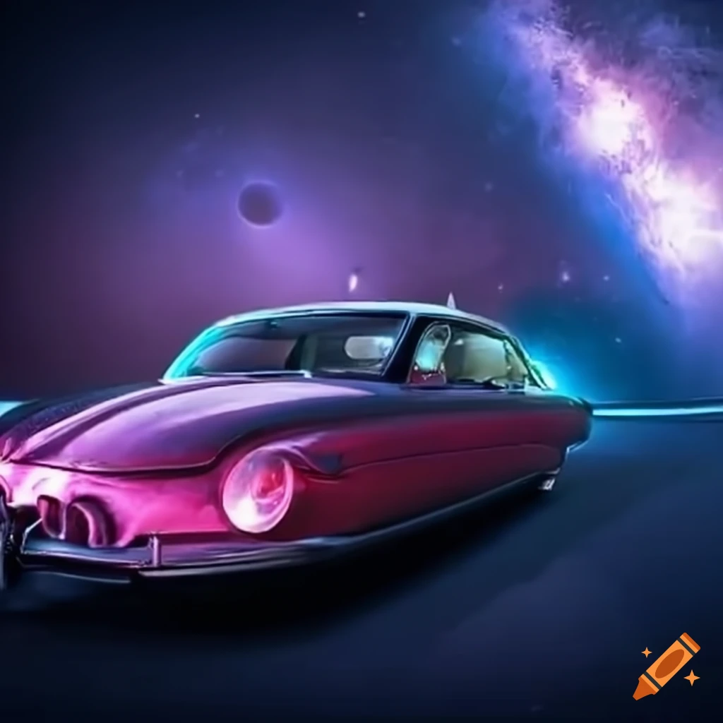 Car in outer space on Craiyon