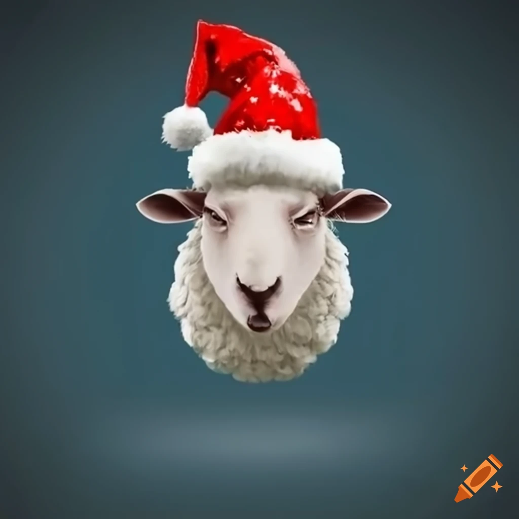 NFT of a sheep wearing a Christmas hat on Craiyon