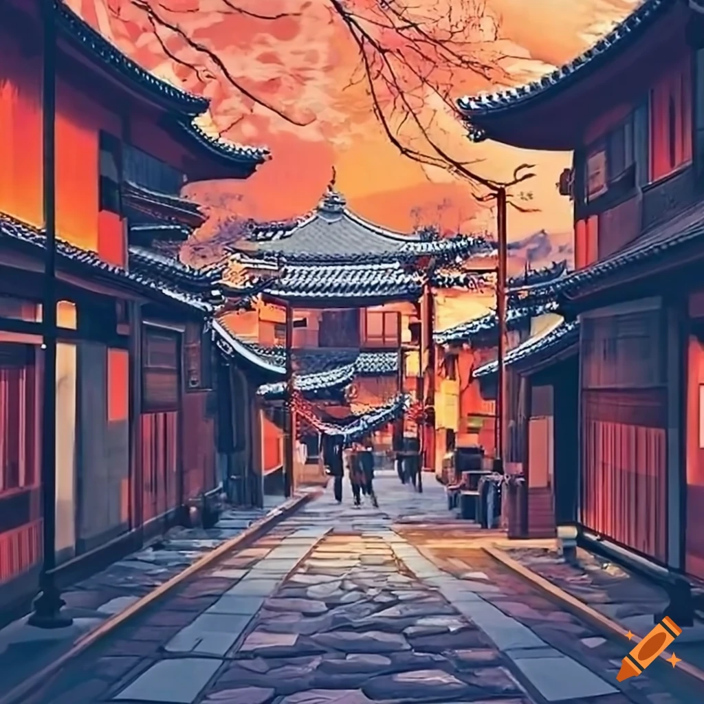 Lively kyoto city scene on Craiyon