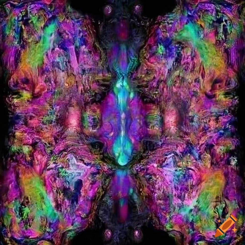 Cityscape with psychedelic and glitch art effects on Craiyon