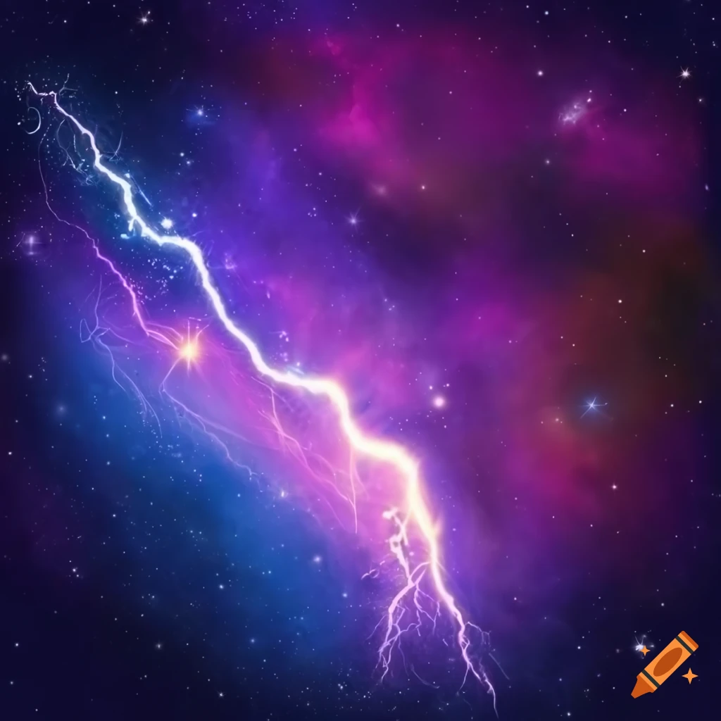 Magical background with lightning, stars, and nebula on Craiyon