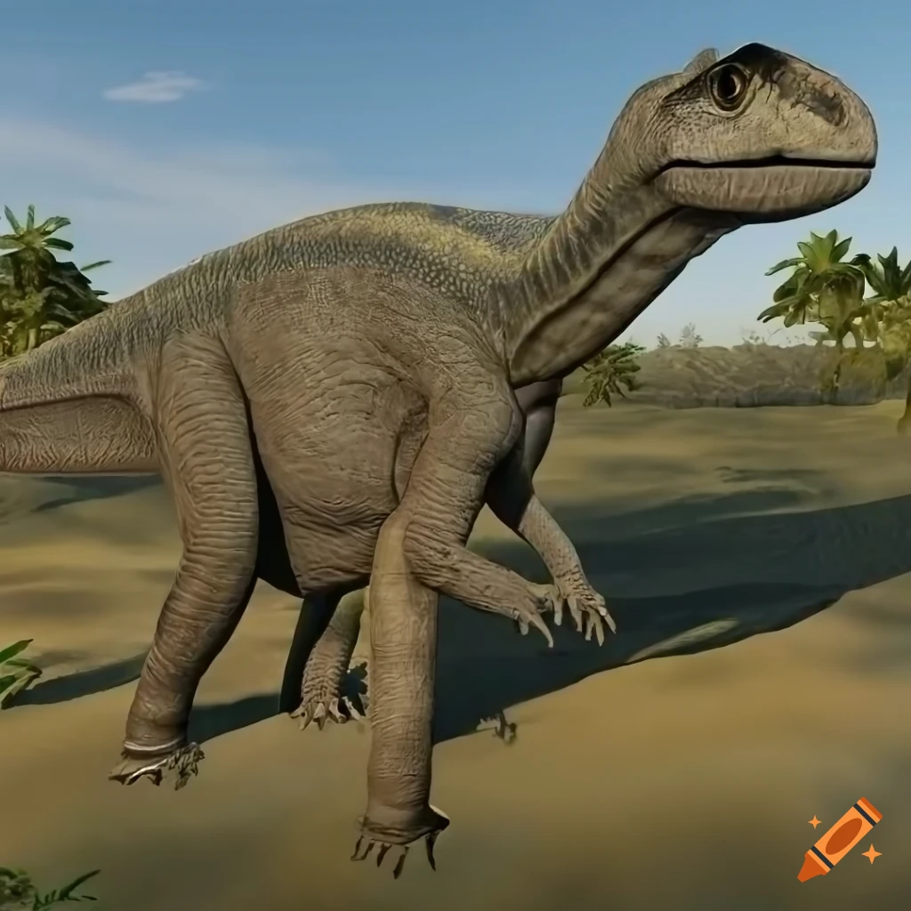 Hadrosaurus dinosaur with intricate motley color pattern and detailed ...