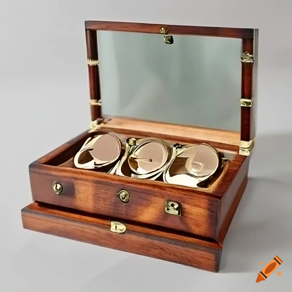 Handmade wooden watch box with glass window to showcase timepieces on ...