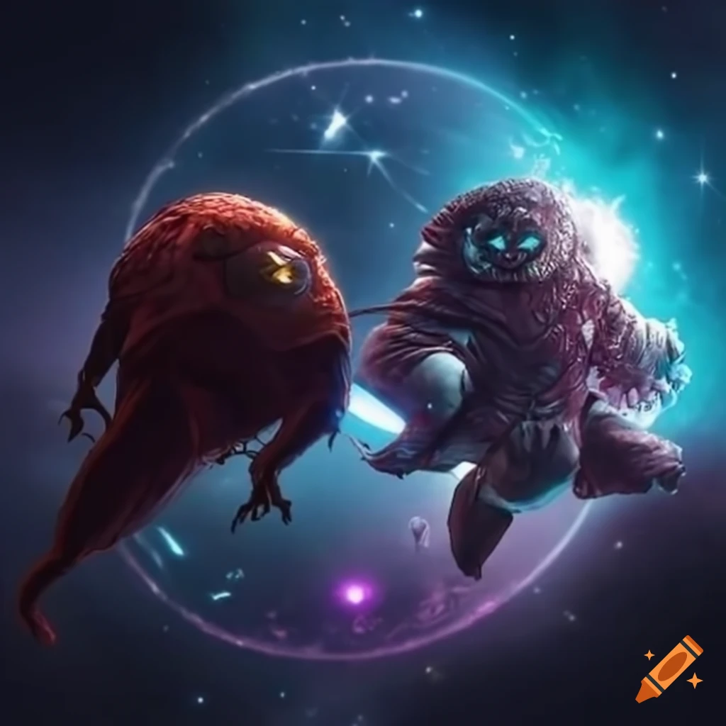 Epic superhero battle against extraterrestrial creatures in space on ...