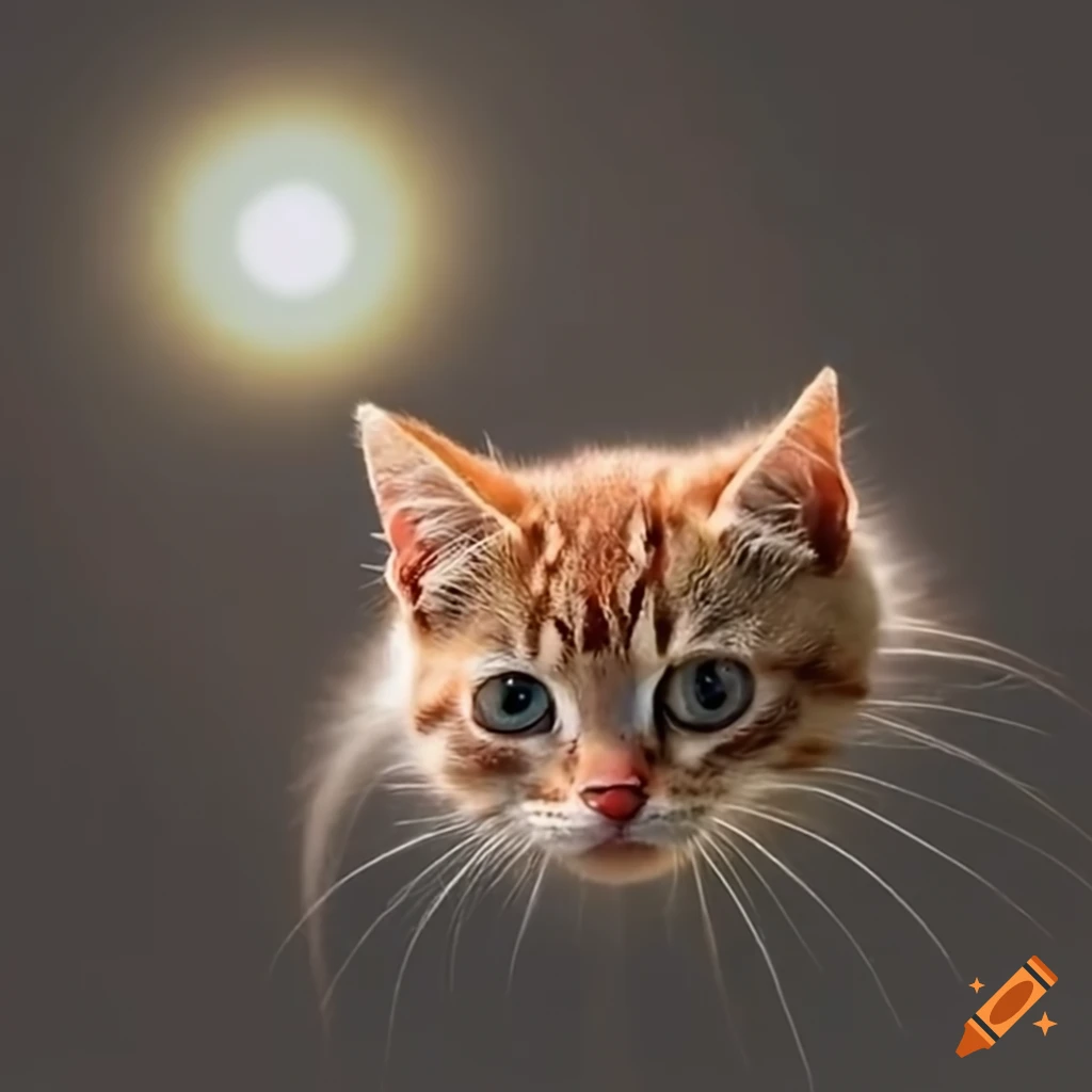 Kitten causing a solar eclipse by blocking the sun on Craiyon