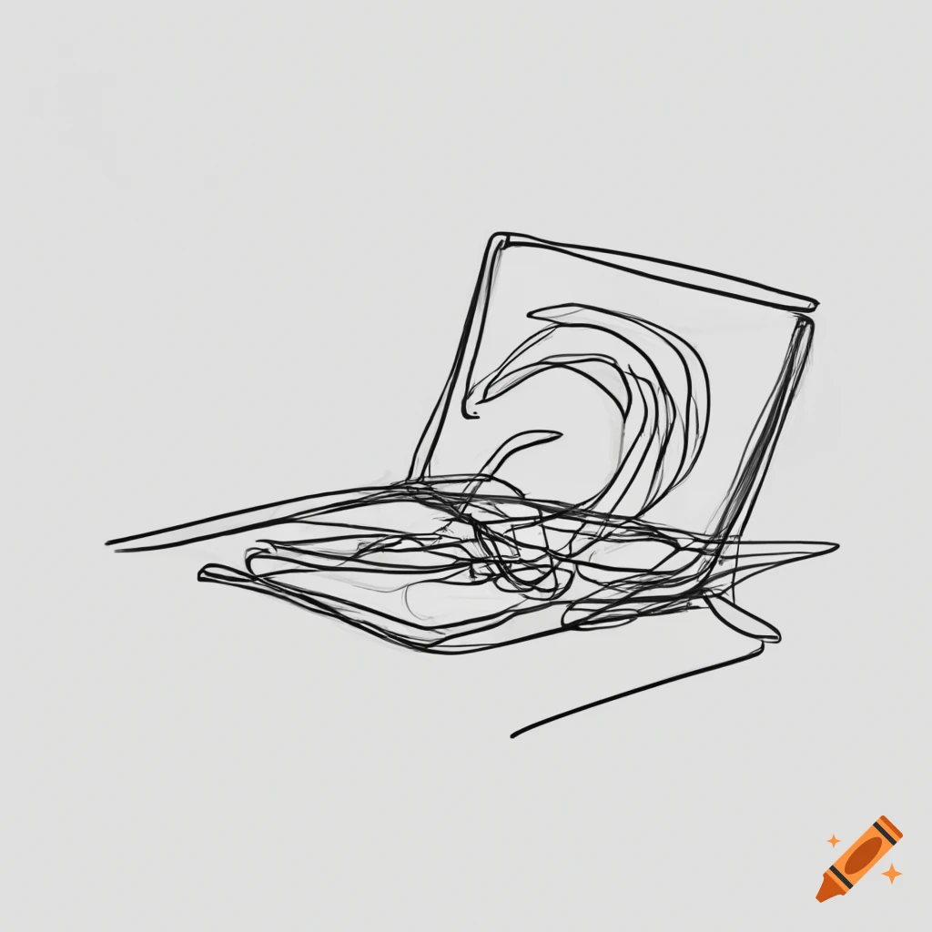 Single continuous line drawing of a laptop on Craiyon