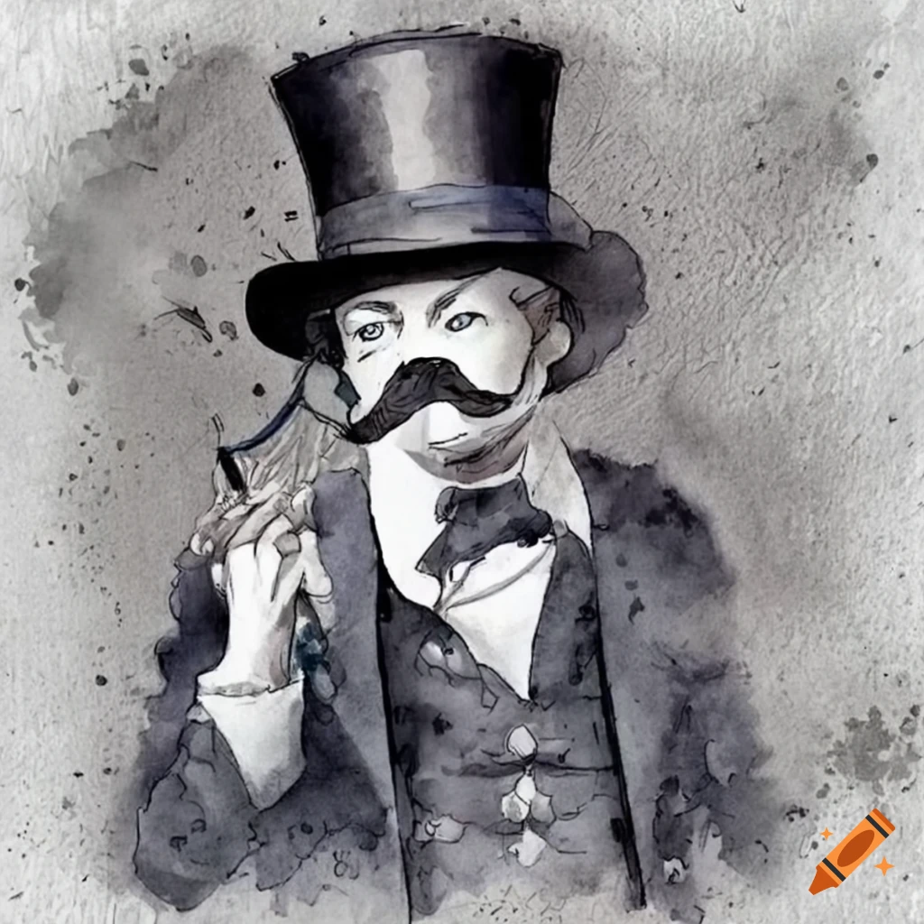 Melodrama villain in a top hat twirling his mustache on Craiyon