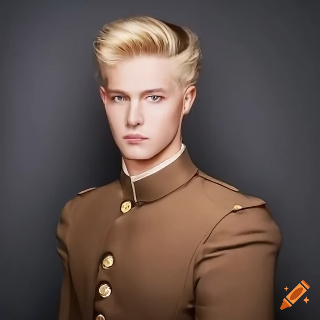 Handsome prince with long blond hair and determined expression on Craiyon