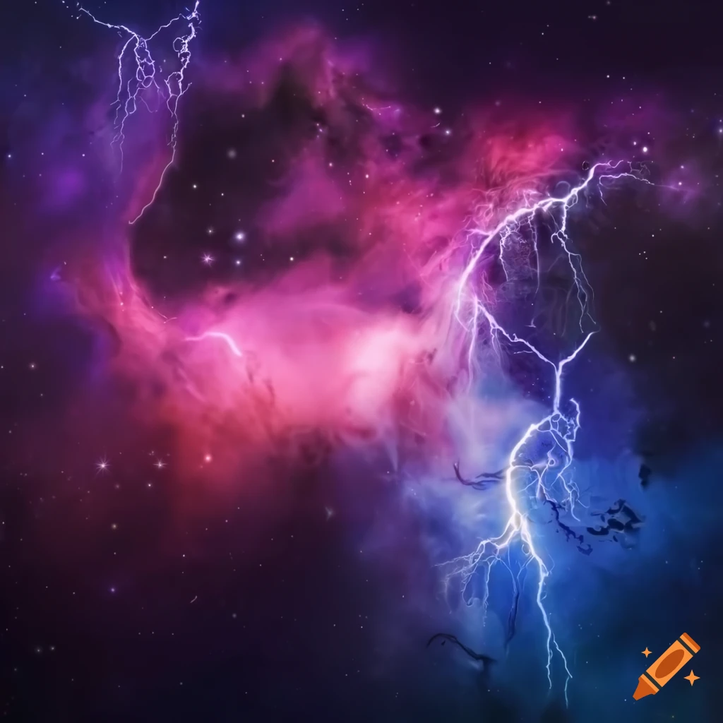 Magical background with lightning, stars, and nebula on Craiyon