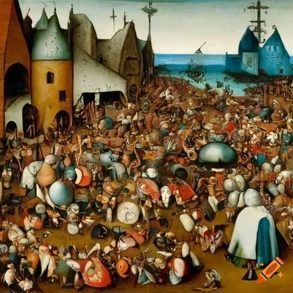 Surreal hellscape inspired by hieronymus bosch and pieter bruegel on ...