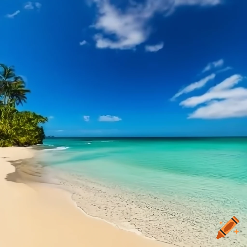 Vivid high definition caribbean beach on Craiyon