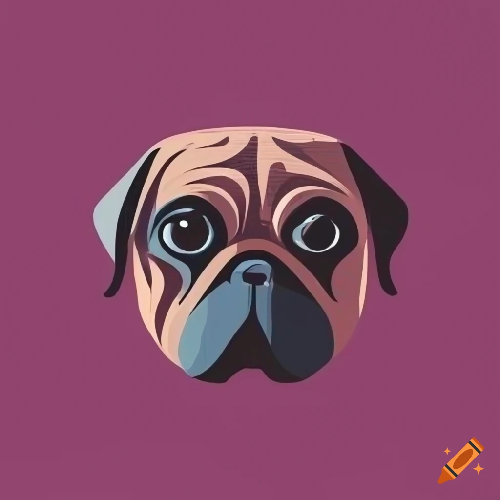 Minimalist vectorized logo of a pug on Craiyon