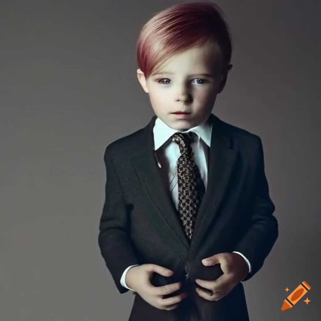 Portrait of a child in a suit and tie on Craiyon