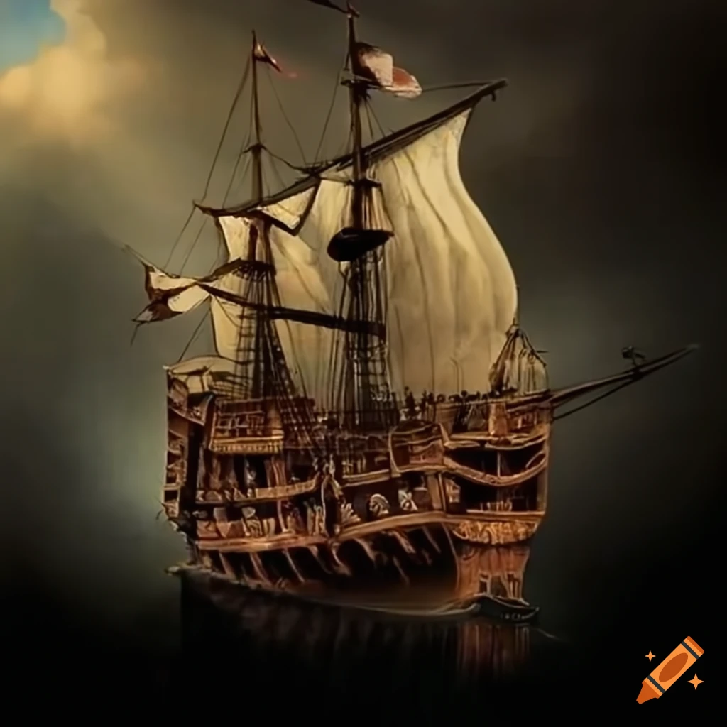 Pirate ship from the 1700s on Craiyon