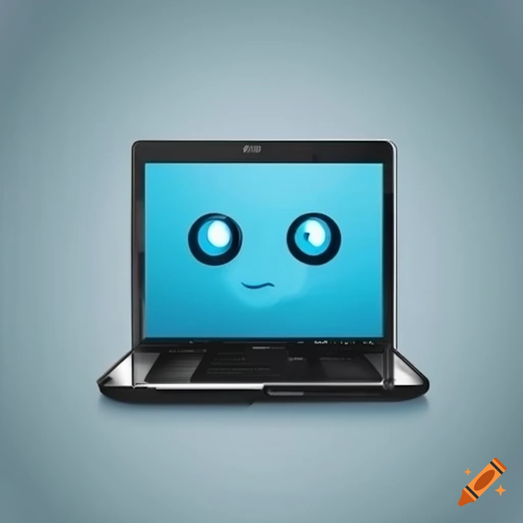 Laptop screen with a face on it on Craiyon
