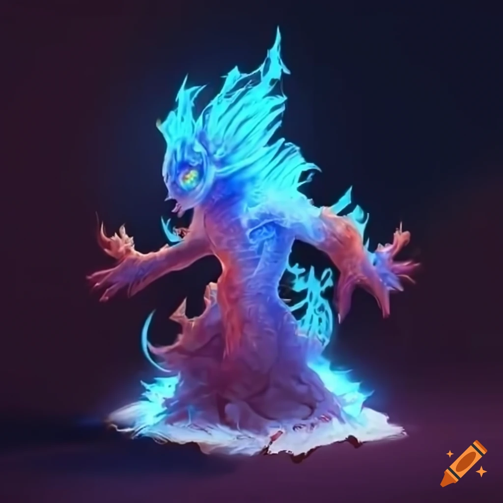 Digital rendering of a mythic fire elemental creature on Craiyon