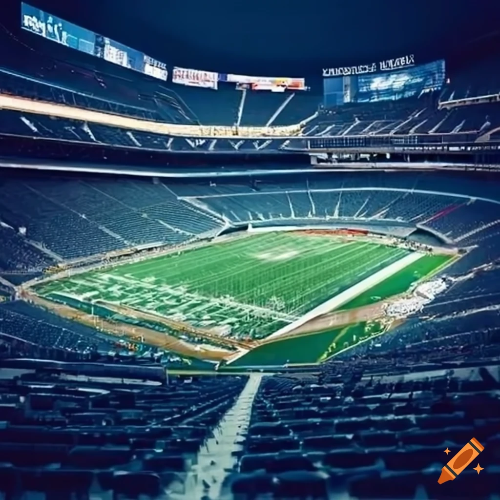 Modern nfl stadium with ample seating and a jumbotron on Craiyon