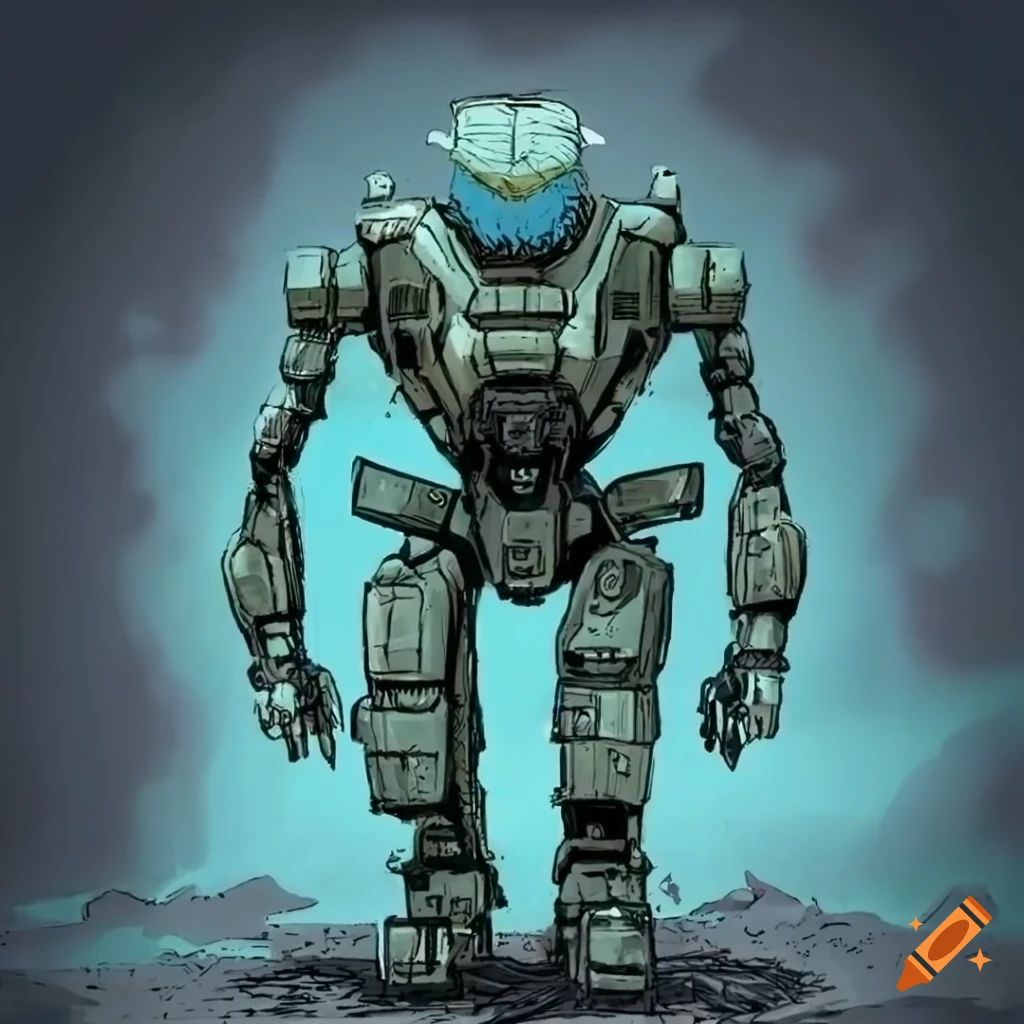 Mech in a graphic novel style with cel-shading on Craiyon