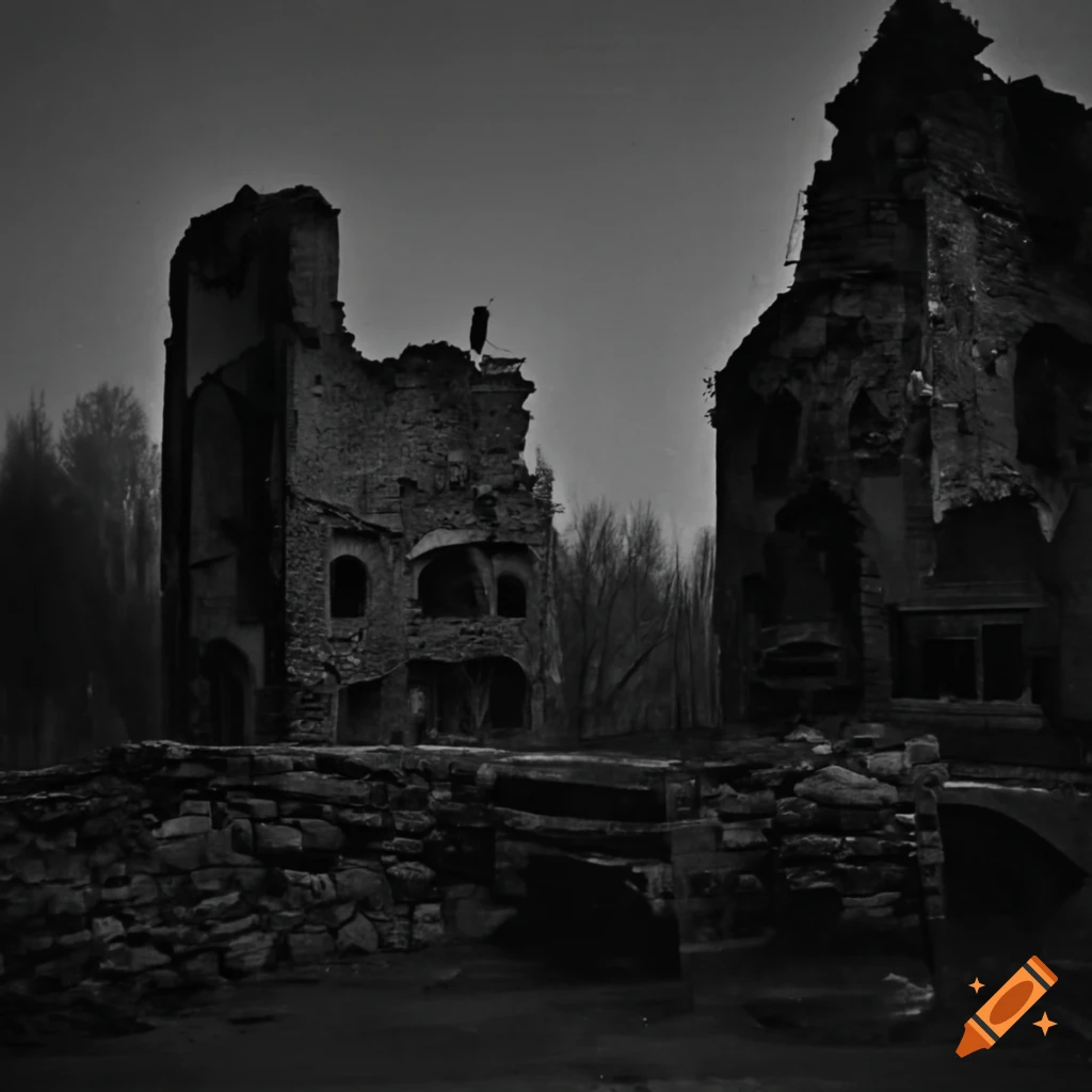 Detailed photograph of abkhazian ruins from 1936, showcasing soviet ...