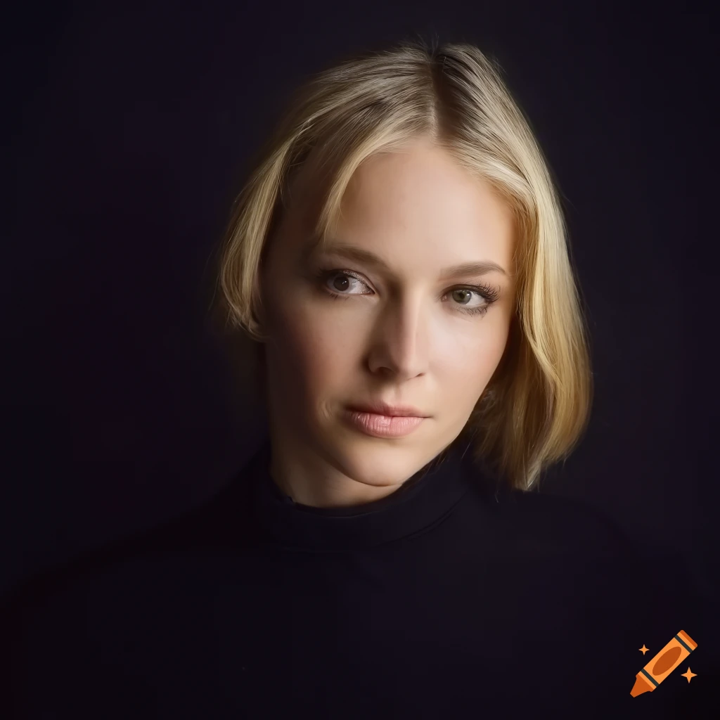 Blonde androgynous person with detailed features and professional make ...