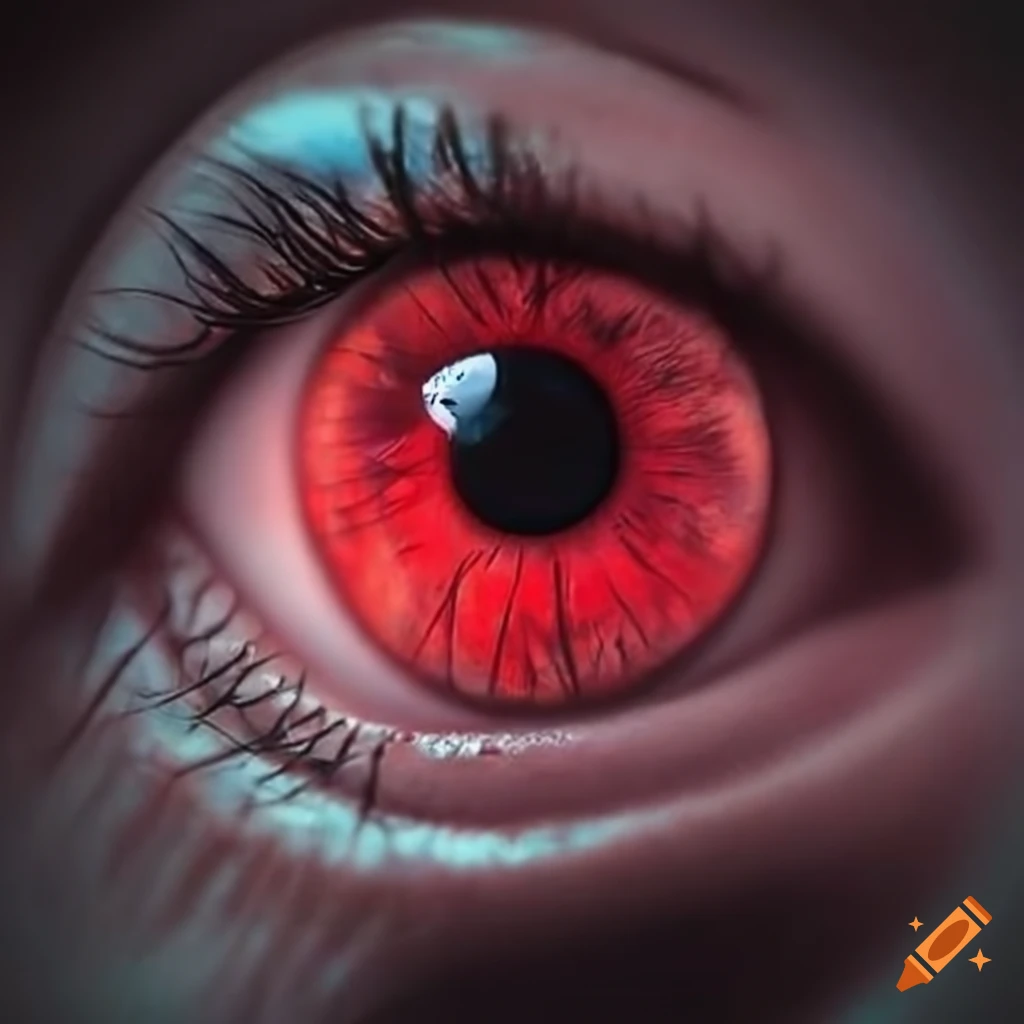Close-up of a red eye on Craiyon
