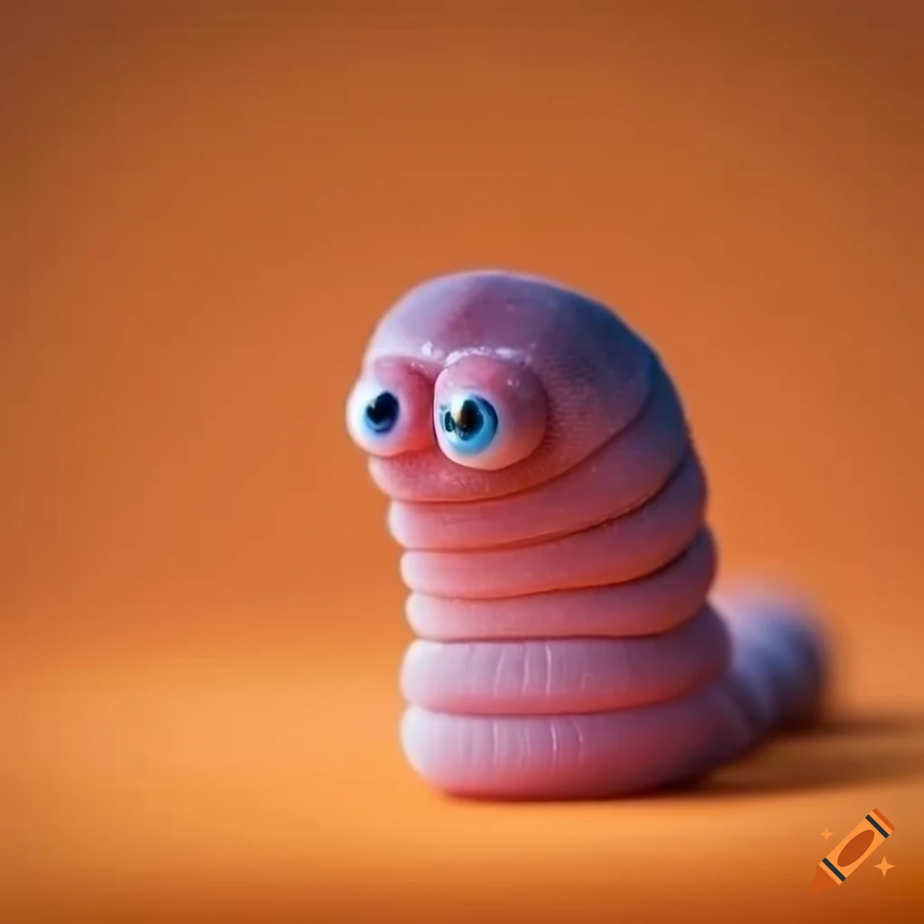 Cute worm on orange background on Craiyon