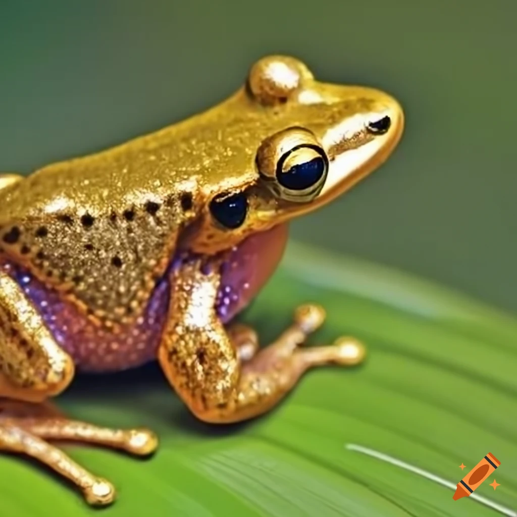 Golden glitter frog on Craiyon
