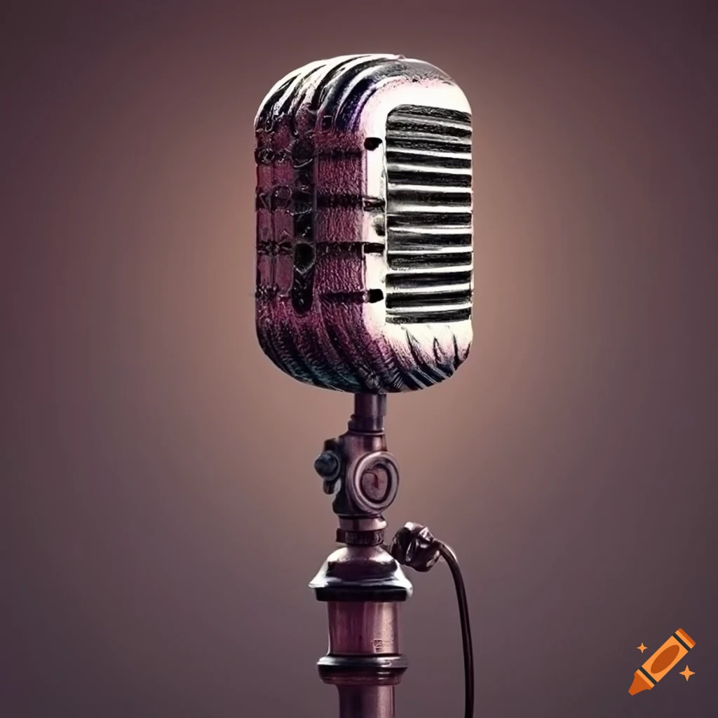 Vintage industrial microphone stand with unique eclectic style on Craiyon