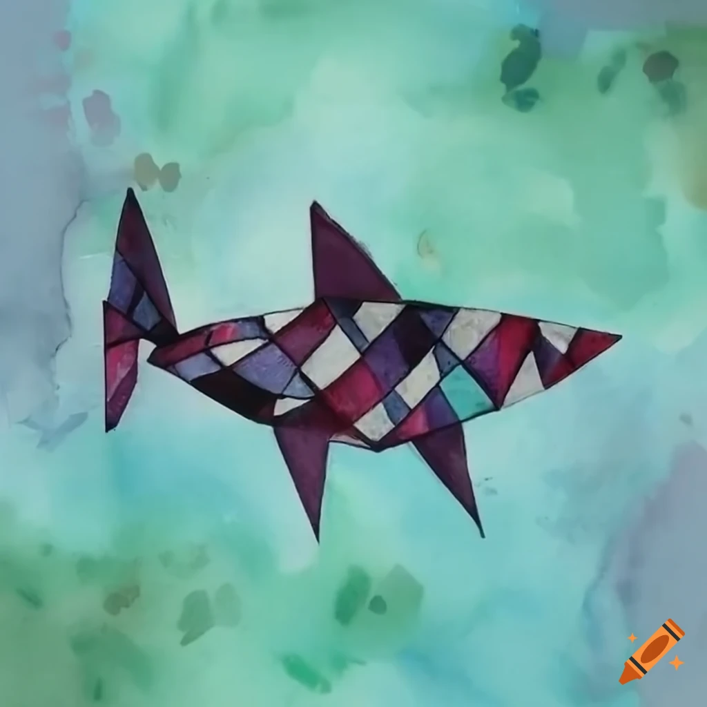 Origami shark art in geometric patterns on Craiyon