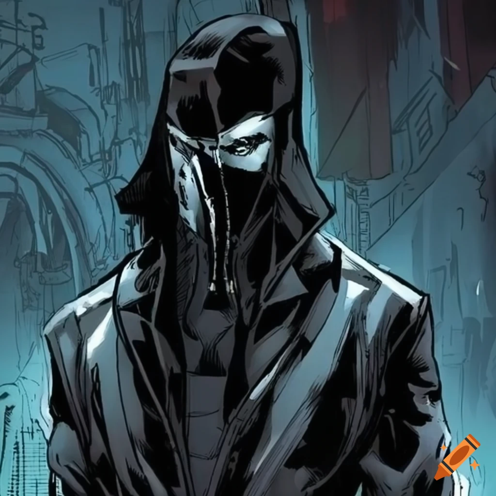 Comic book character wearing a black jacket on Craiyon