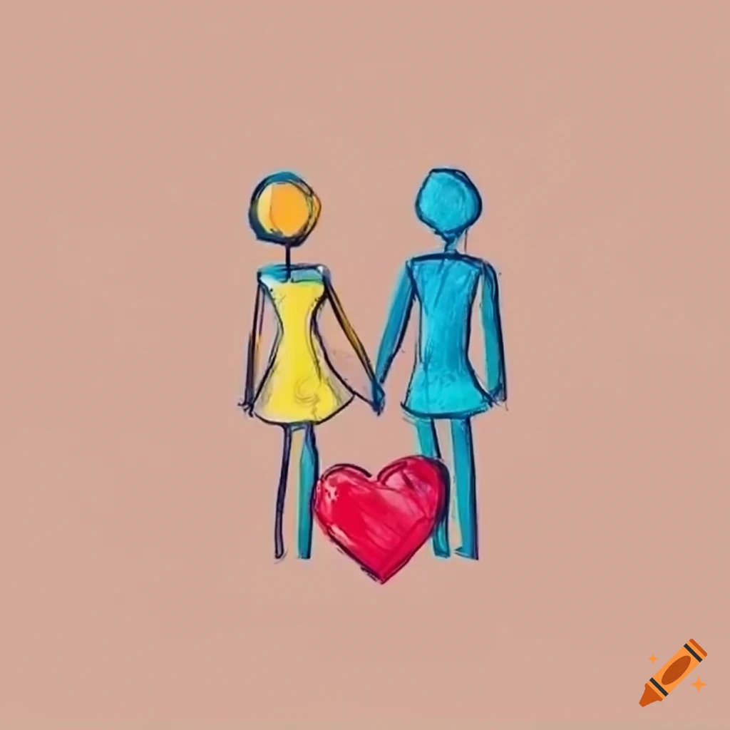 Two people representing connections and communication with a love heart ...