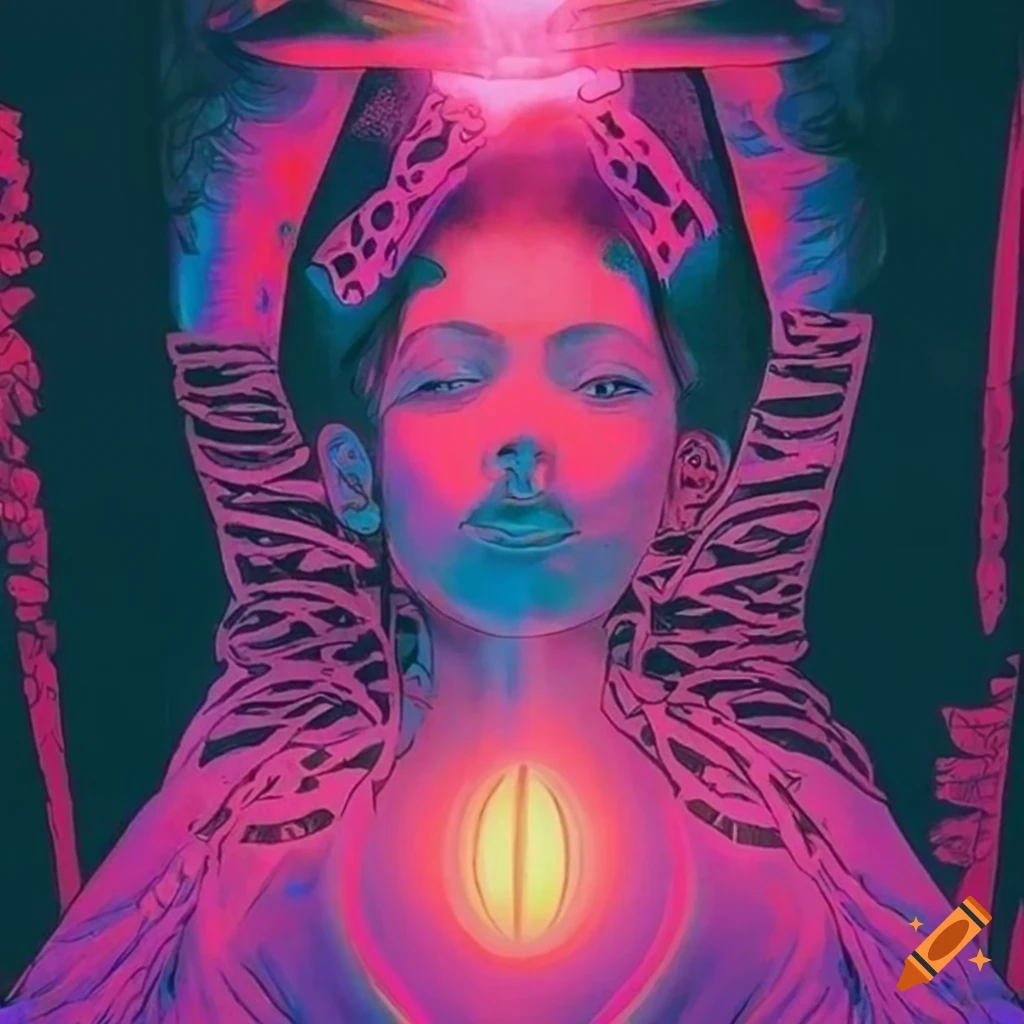 Vintage vaporwave sci fi book cover with sacred spirit theme on Craiyon