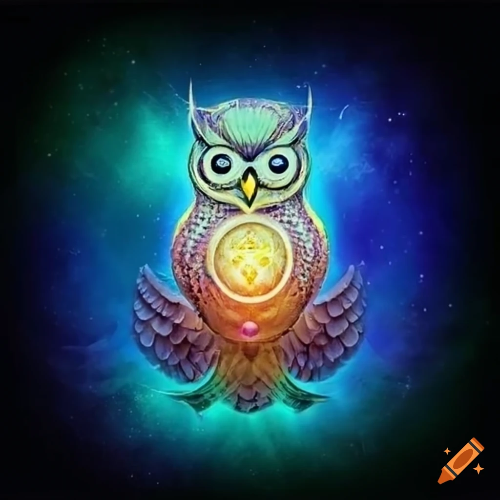 Solar plexus chakra with owl illustration on Craiyon