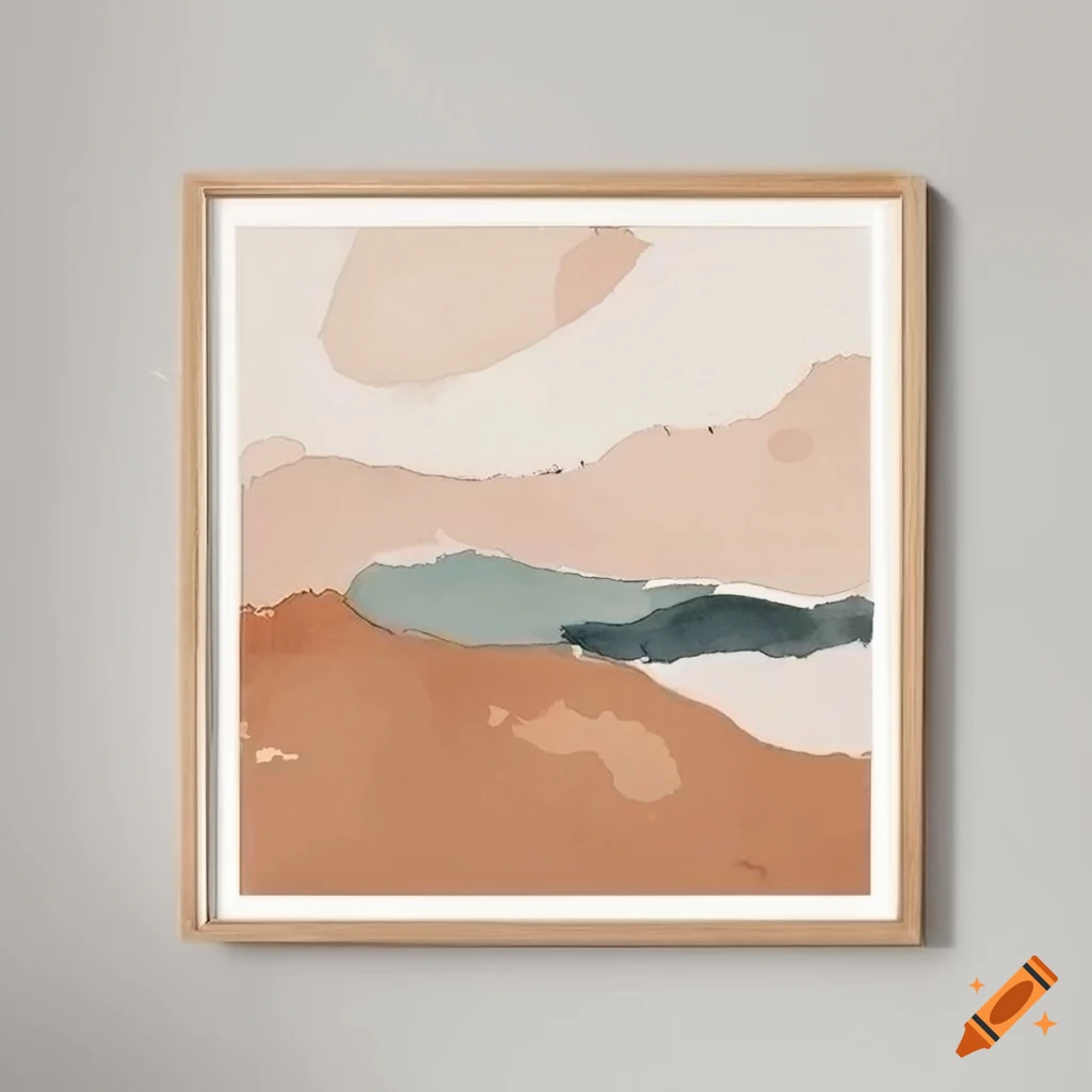 Minimalist watercolor landscape wall art with neutral colors on Craiyon