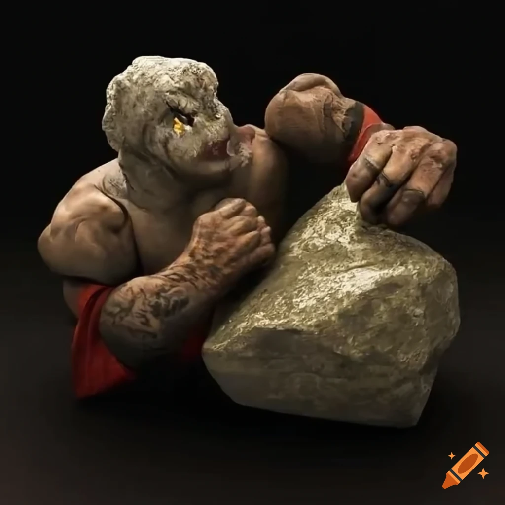 Two angry rocks arm wrestling on Craiyon