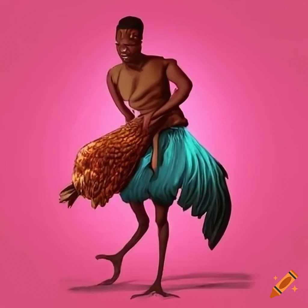 Man riding a giant chicken leg on Craiyon