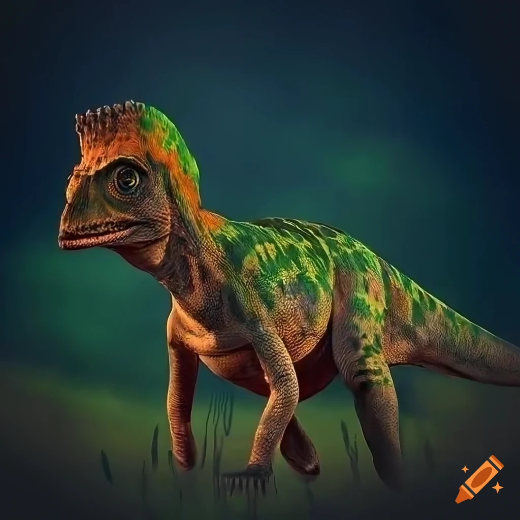 Pachycephalosaurus dinosaur with intricate motley color pattern in ...