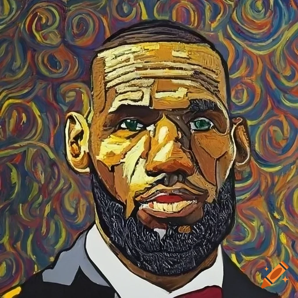 Portrait of lebron james in the style of van gogh on Craiyon
